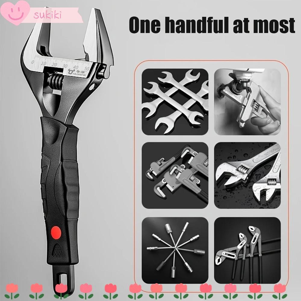 SUKIKI Wide Mouth Adjustable Wrench Set, Burnishing Alloy 6-Inch ...