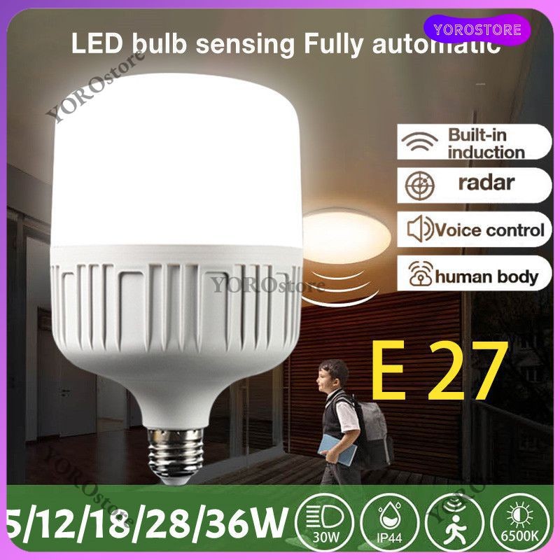 LED Night Light Body Radar Sensor Motion Bulb Energy Saving Lamp E27 ...