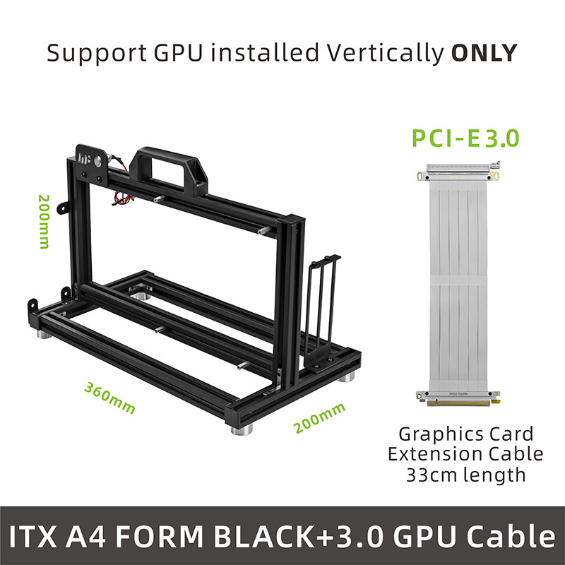 ITX A4 Aluminum Open Frame Case, Vertical GPU, 240mm Cooler, Mini-ITX ...