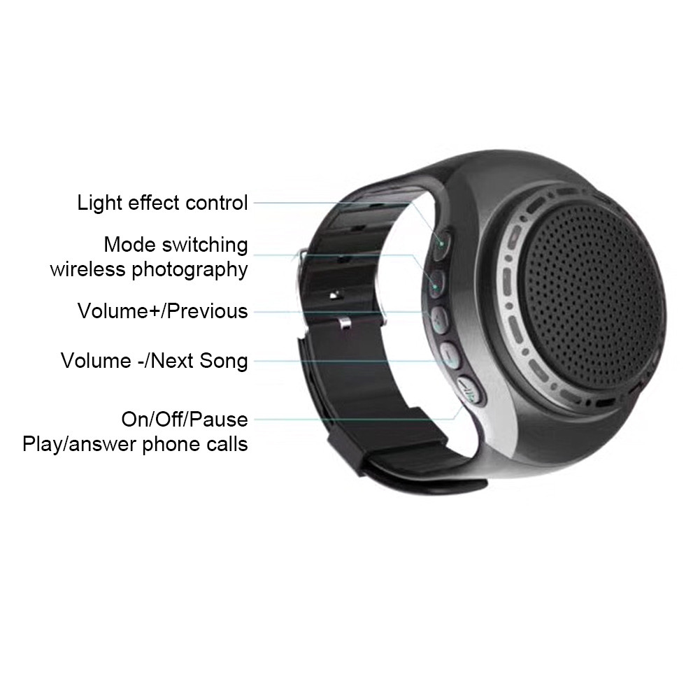 Portable Wrist Watch Speaker Cool Lighting Bluetooth-compatible Sports ...