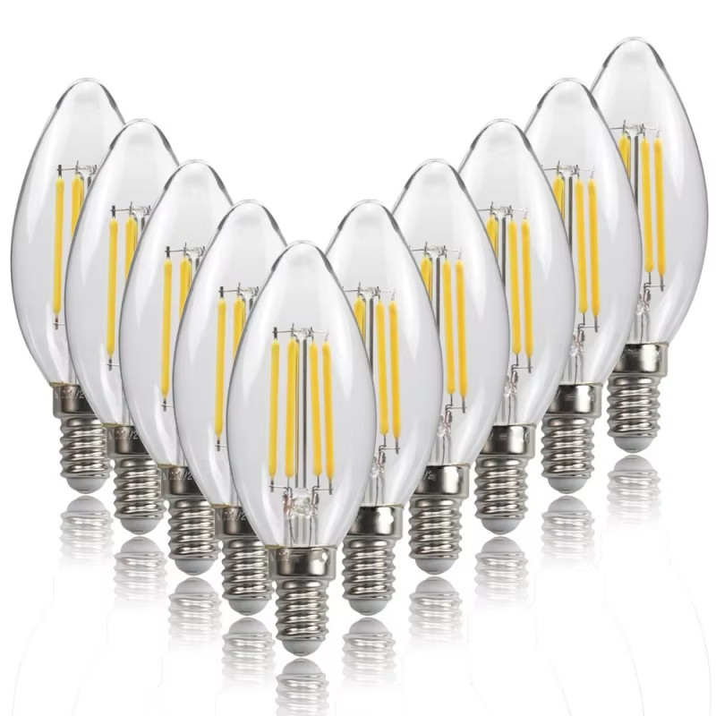 E14 Led Filament Bulb Dimmable Candle Light Bulbs Edison Glass Vintage ...