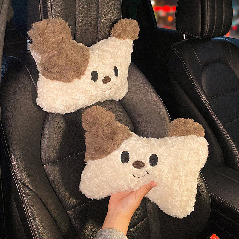 IGO Cartoon Puppy Car Seat Plush Headrest Waist Pillow Neck Pillow Car ...