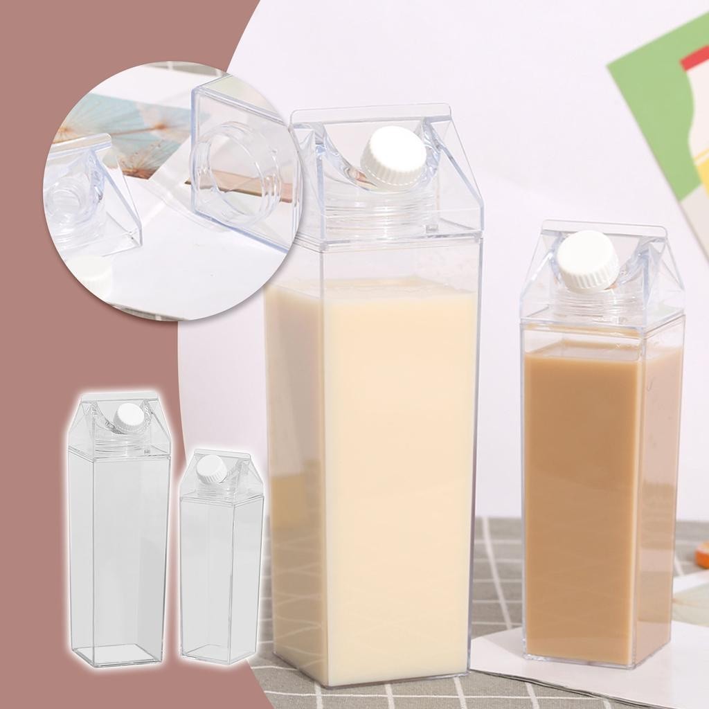 Transparent Acrylic Stylish Milk Carton Shaped Water Bottle Milk Square ...