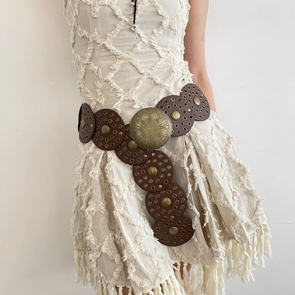 Hollow Disc Belt Western Style Exaggerated Cowboy Wide Disc Belt Metal ...