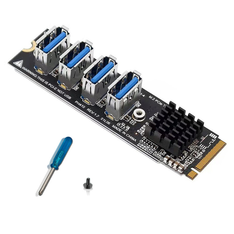 M.2 NVME to 4 Port PCI-E X1 USB3.0 Riser Card PCI Express Multiplier ...