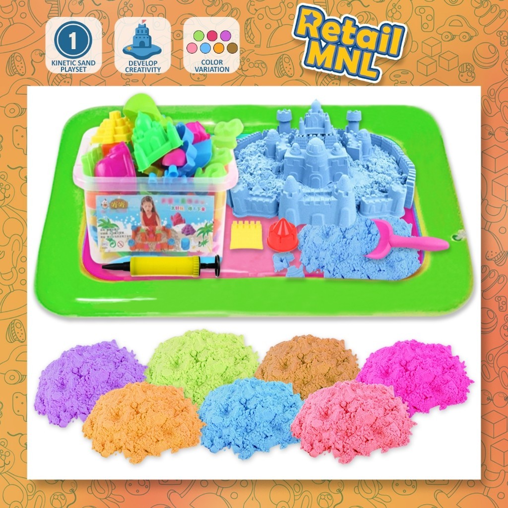 Retailmnl 2kg Space Play Sand Space Kinetic Motion Sand Playset with 18 pcs Mold | Shopee ...