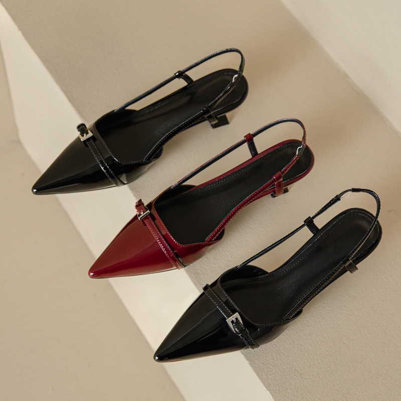 JKBH New Summer Pointed Heels 2 inch Stiletto Patent Leather Ssandals ...