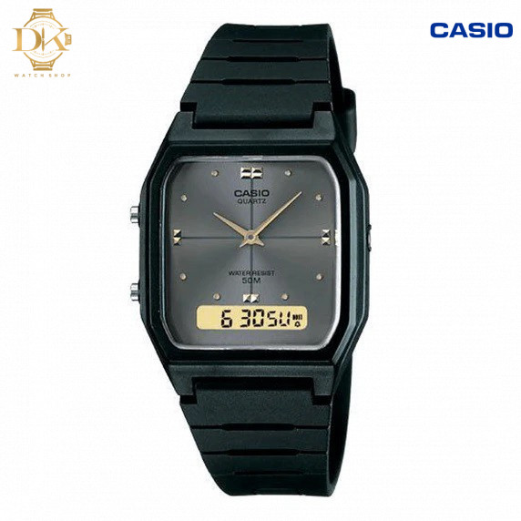 Casio AW-48HE-8AVDF Black Rubber Dual Time Display Watch For Women ...
