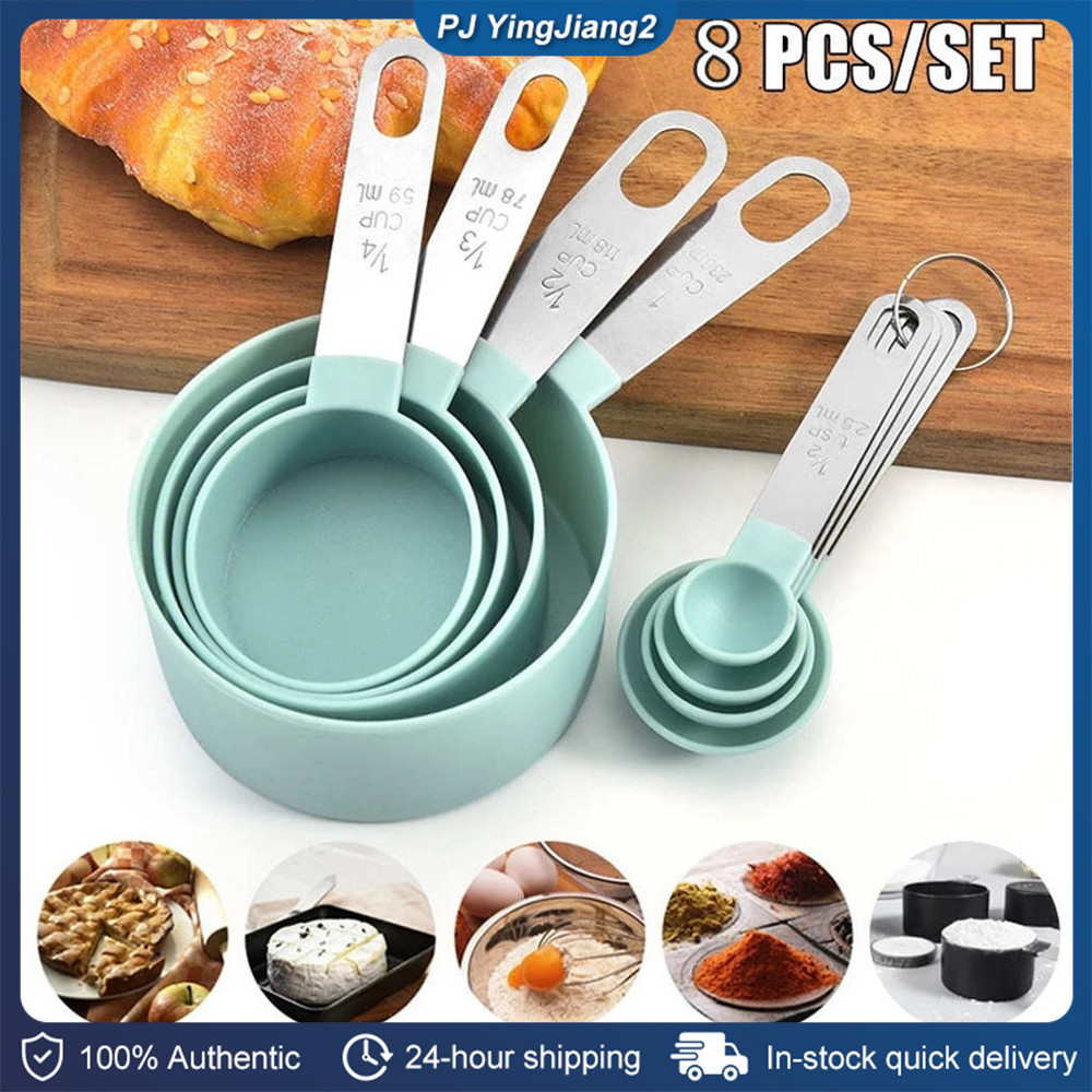 8PCS Stainless Steel Measuring Spoons Kitchen Measuring Cup and Spoon ...
