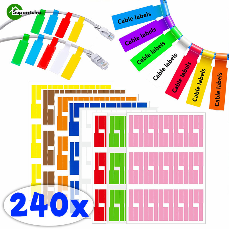 240Pcs Cable Labels Tags - Waterproof, Self Adhesive, Tear Resistant ...