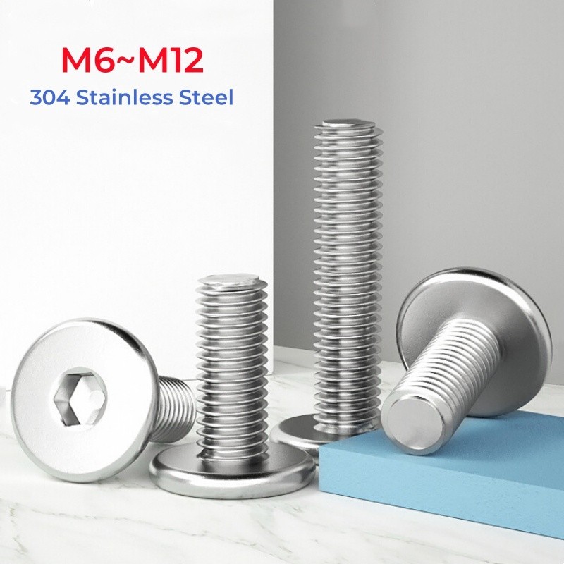 304 Stainless Steel CM Ultrathin Hex Socket Flat Wafer Head Screw M6 M8 M10 M12 Allen Hexagon ...