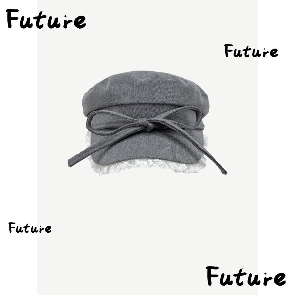 FUTURE Beret, Show Small Facial Features Bow Lace Edge Octagonal Hat ...