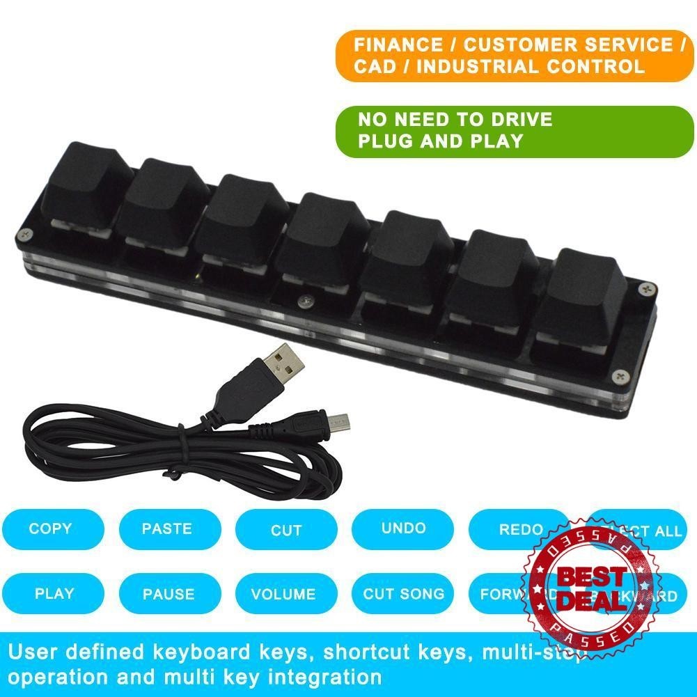 Black Customizable Mini Mechanical Keyboard With 7 Keys For Osu ...