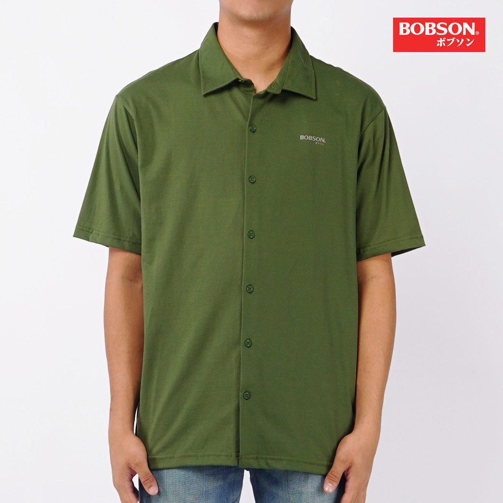 Bobson Japanese Men's Basic Woven Button Down Shirt for Men Trendy Regular Fit 141981 (Fatigue ...
