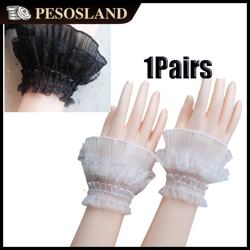 1Pair Fake Lace Sleeves Detachable Sleeves Fake Cuffs Ruffles Wristband ...