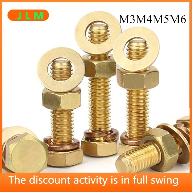 ((JLMS) M3m4m5m6 Brass External Hexagon Screw Nut Washer Combination ...