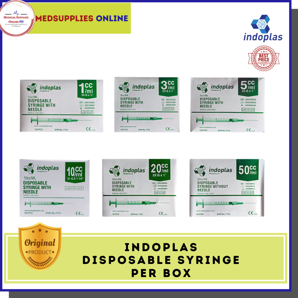 Indoplas Syringe (1cc, 3cc, 5cc, 20cc) Sold per Box | Shopee Philippines