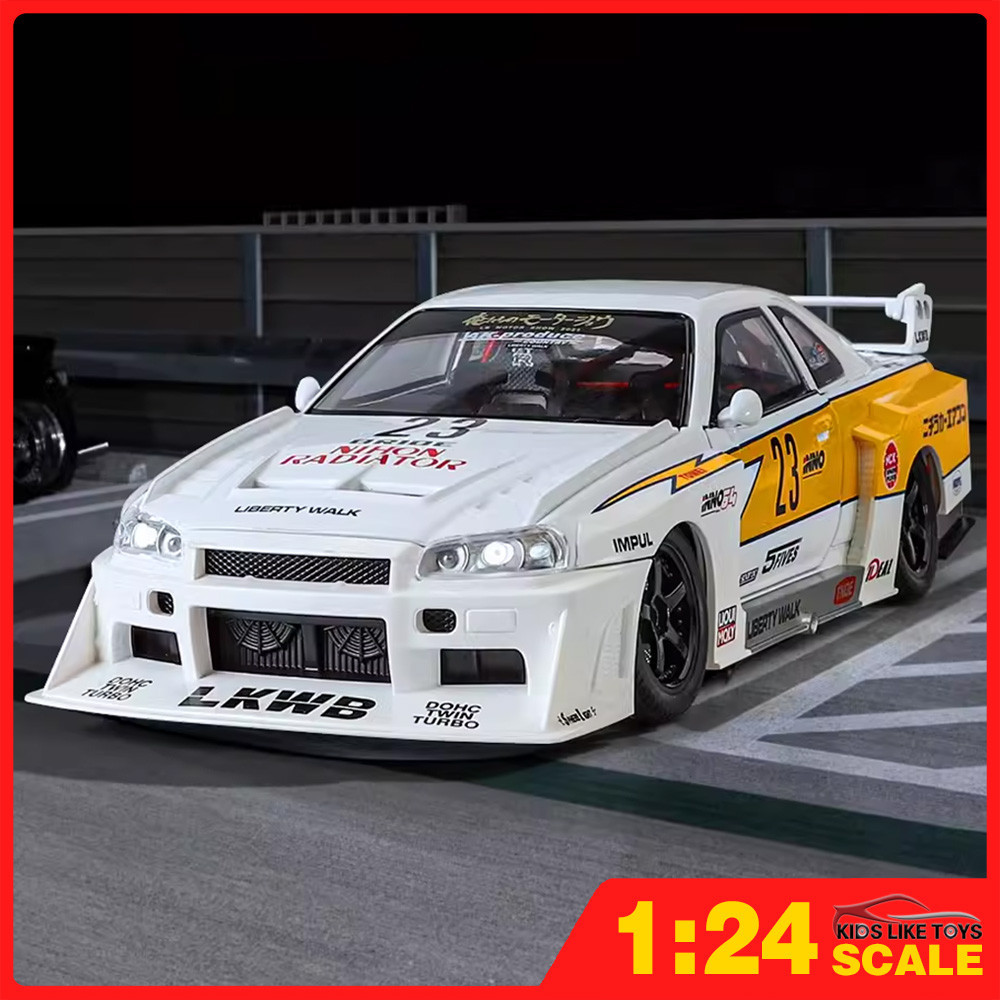 KLT 1:24 JDM Nissan GTR R34 Metal Alloy Toys Car Model Diecast Vehicle ...