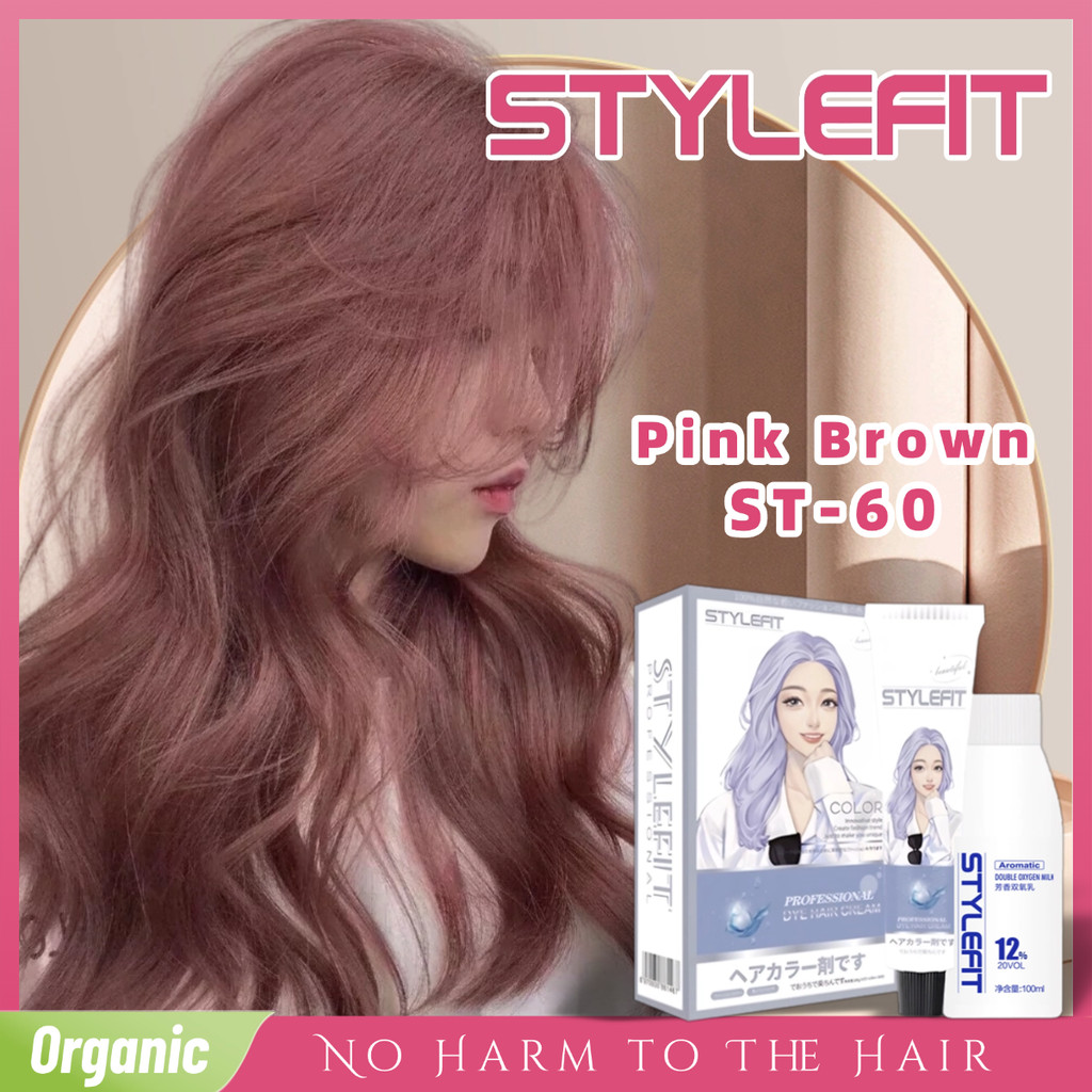 STYLEFIT Hair Color Pink Brown Plus Hair Color【100ml Hair Dye+100ml ...