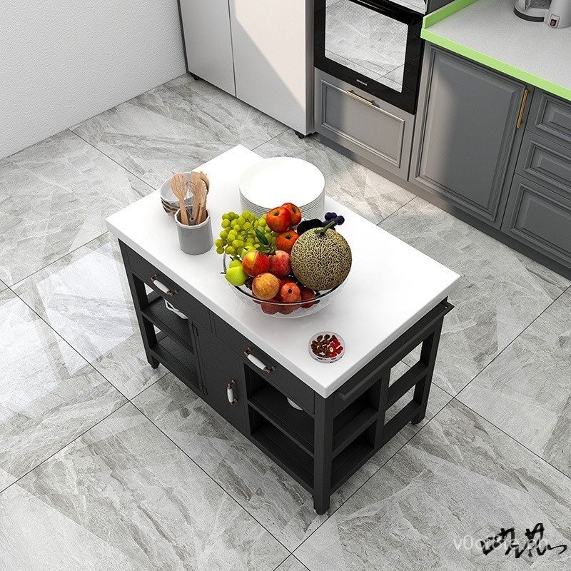 Kitchen Island Countertop Kitchen Marble Prep Cabinet Sideboard Movable ...