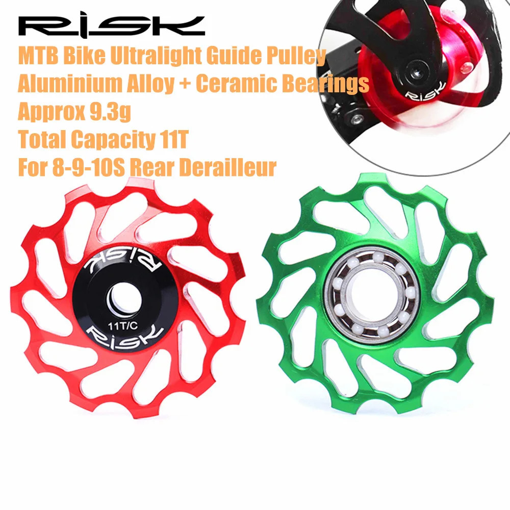 RISK Alloy Ceramic Bearings Bicycle Rear Derailleur Jockey Wheel MTB ...