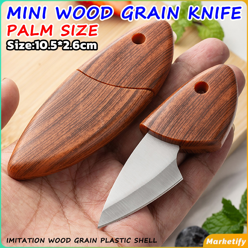MK Mini Wood Grain Fruit Knife Kitchen Knives Portable Stainless Steel ...