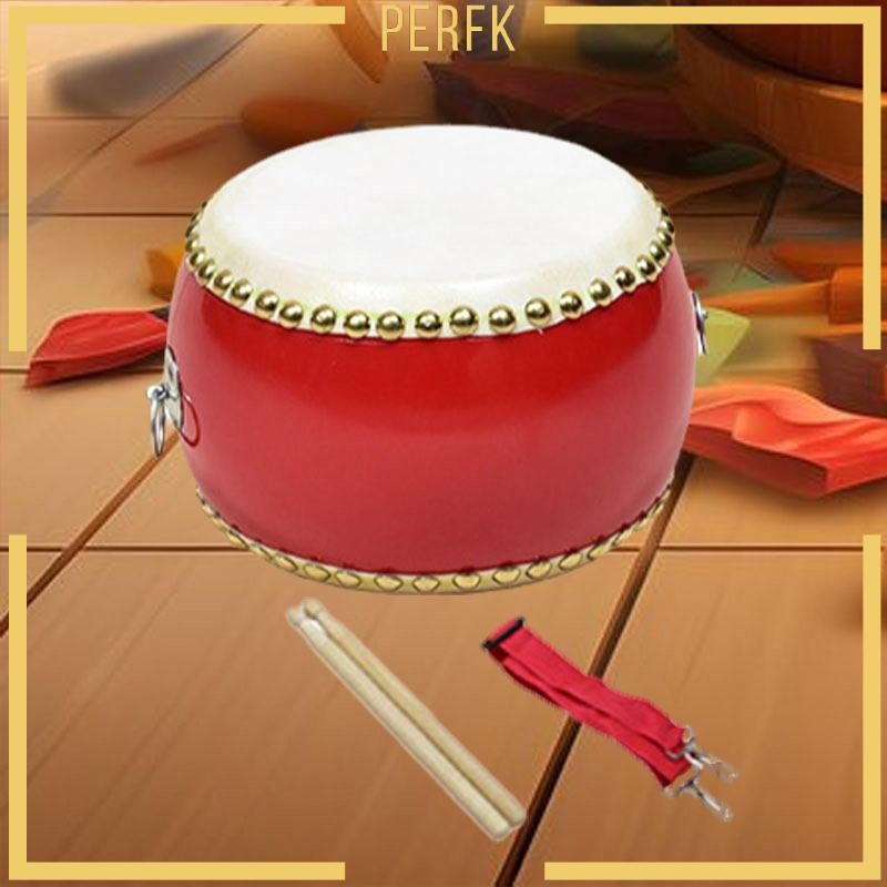 [Perfk] Wooden Drum Set with Drumsticks Traditional with Strap ...
