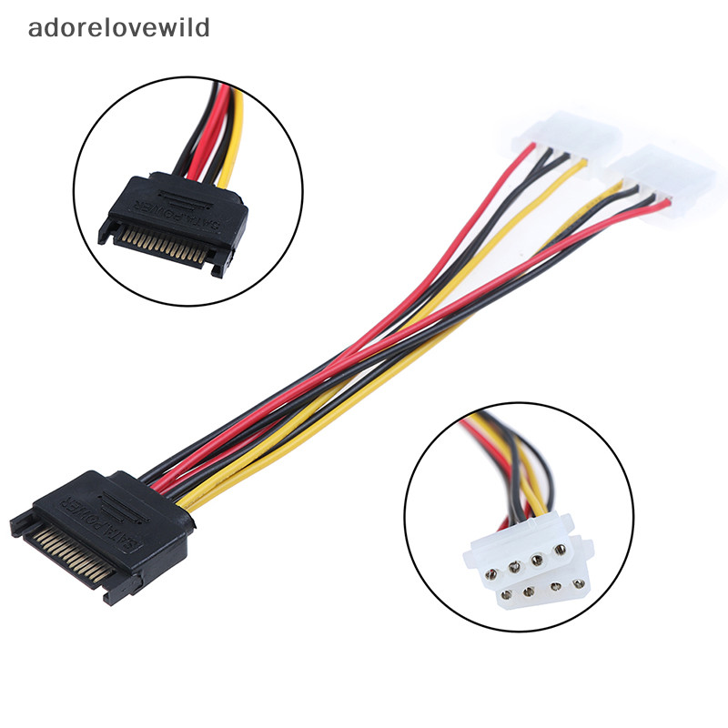 ALW 15Pin SATA male to double 4 pin molex female ide hdd power ...