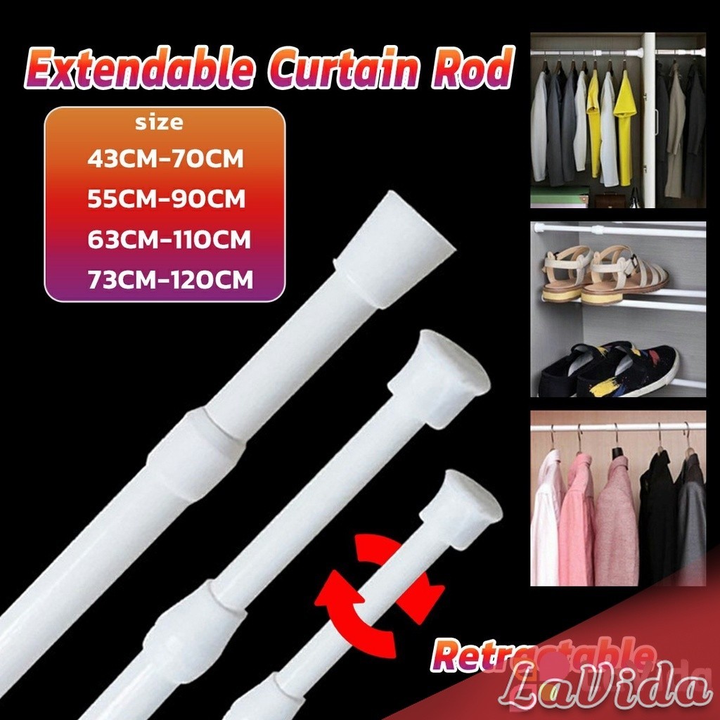 Extendable Curtain Rod Shower Curtain Rod Adjustable Rod 43cm-70cm 55cm-90cm 63cm-110cm 73cm ...