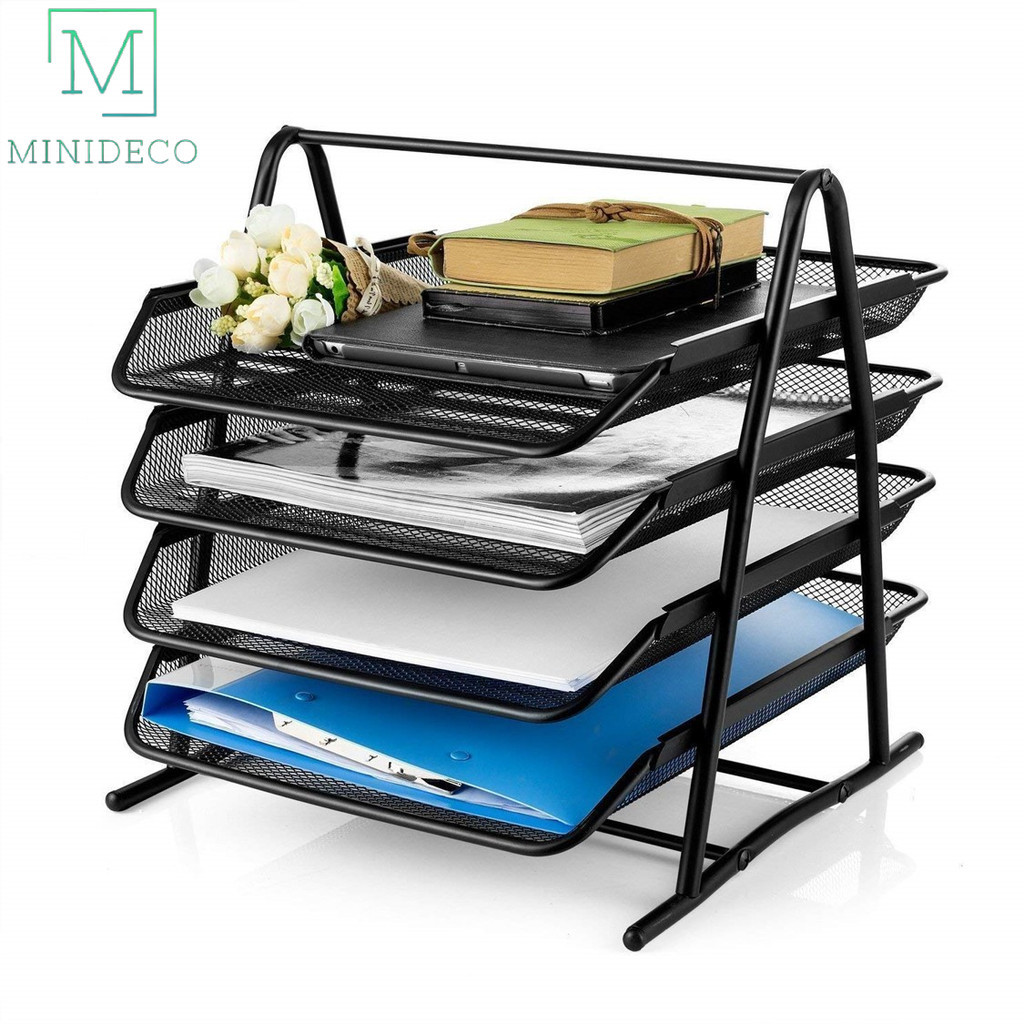 4 Layer 4 Tier File Document Letter Paper Tray Sorter Collection File ...