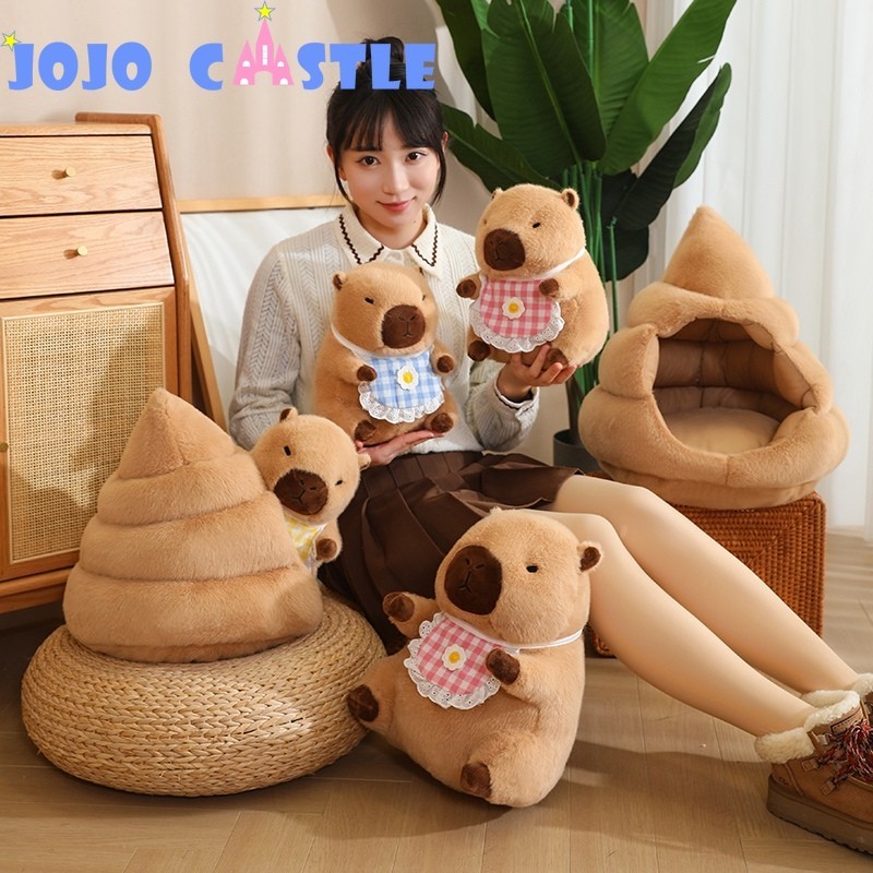 JOJO CASTLE 30/40cm Kawaii Creative Capybara Plush Doll With Bib ...