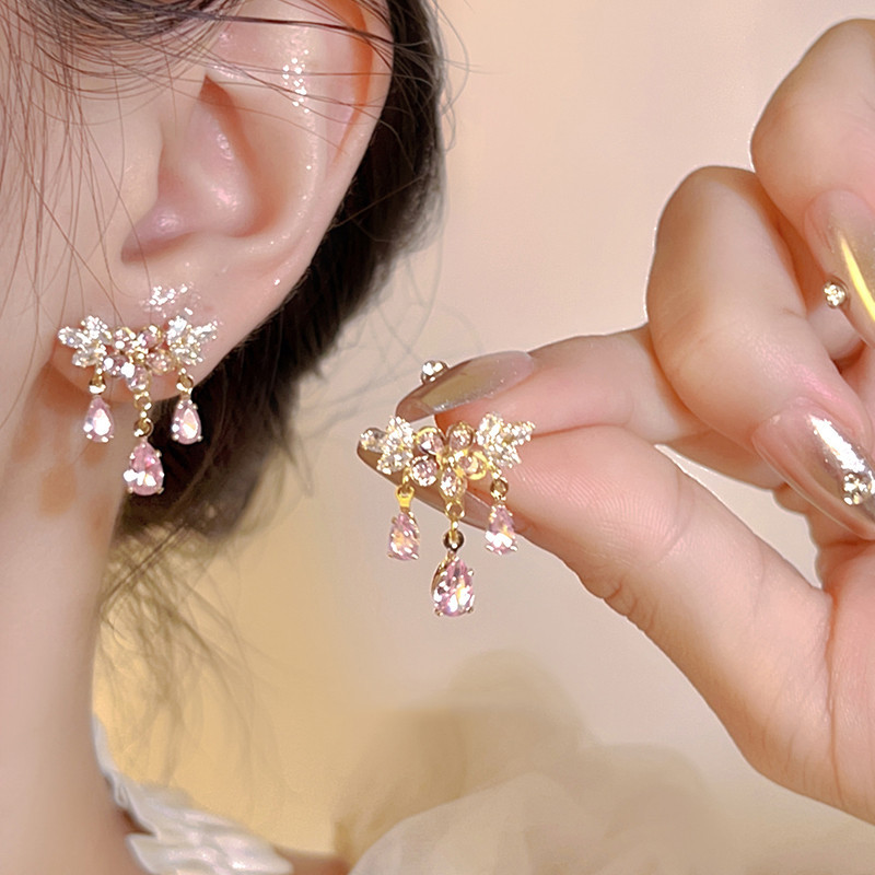 Delicate Drip Peony Pink Flower Rhinestone Temperament Gentle Delicate ...