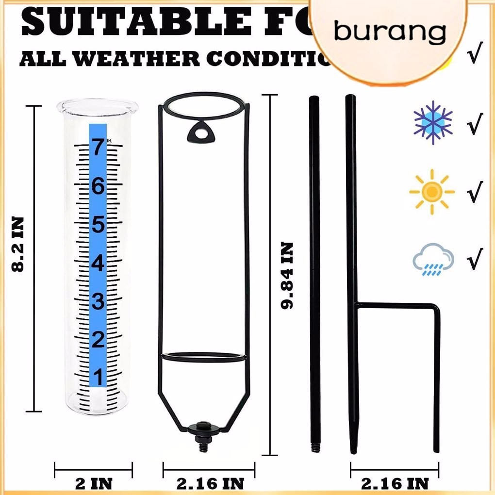 Yard Rain Meter With Stakes Iron Gauge For Precise Measurement In ...