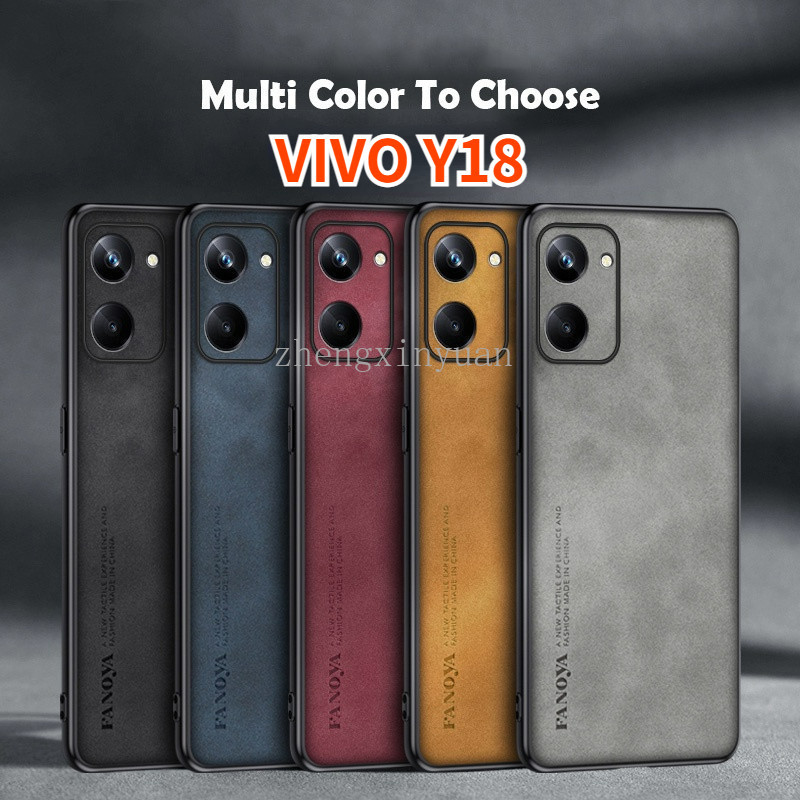 VIVO Y18 Y18E Y18S 4G 5G 2024 Phone Case Lambskin Leather TPU Soft Casing For VivoY18 Y 18E ...