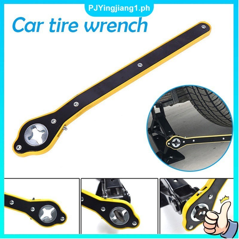 Car Labor-saving Jack Ratchet Wrench with Long Handle Rocker Tyre Unloading Tool Socket Wrench ...