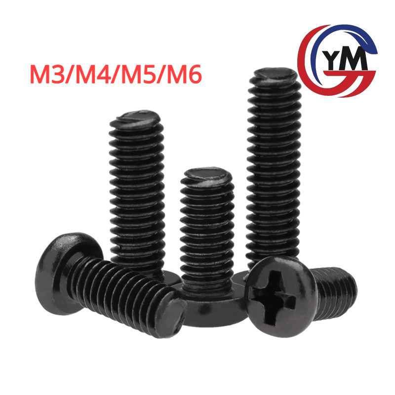 [YMH1] M3/M4/M5/M6 Black Machine Screw (JP Bolt)/Round Head Screw/ Pan ...