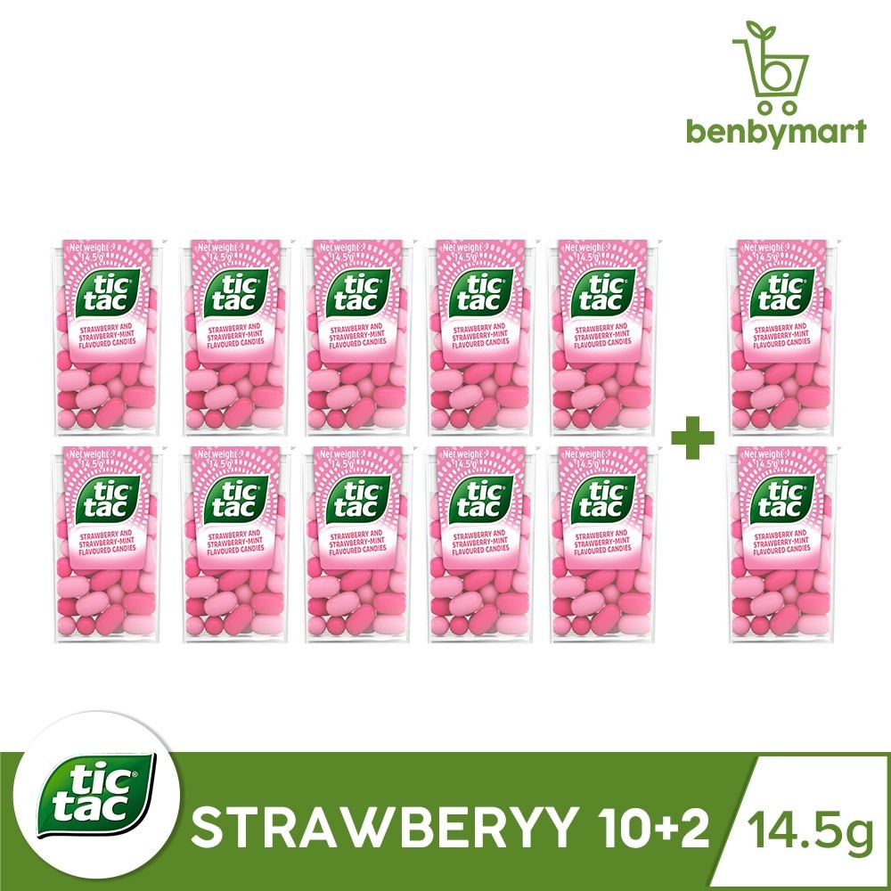 Tic Tac Strawberry Flavored Candies 14.5g (Pack of 10 + 2 Free ...