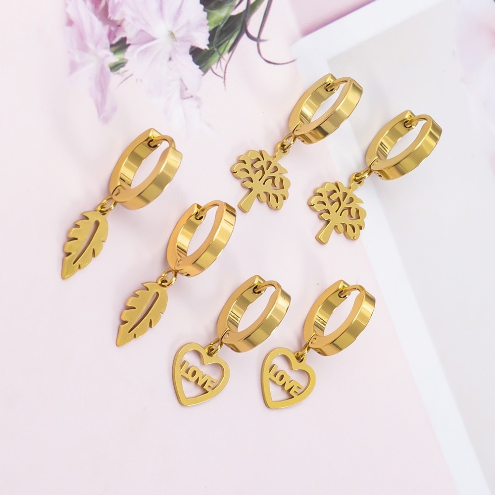 1Pair Bangkok Gold Hoops Hypoallergenic Stainless Steel Fake Piercing ...