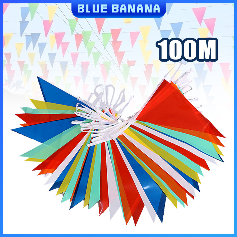 100M 150pcs Colorful Triangle Flag Decoration Bunting String Banner 30 ...