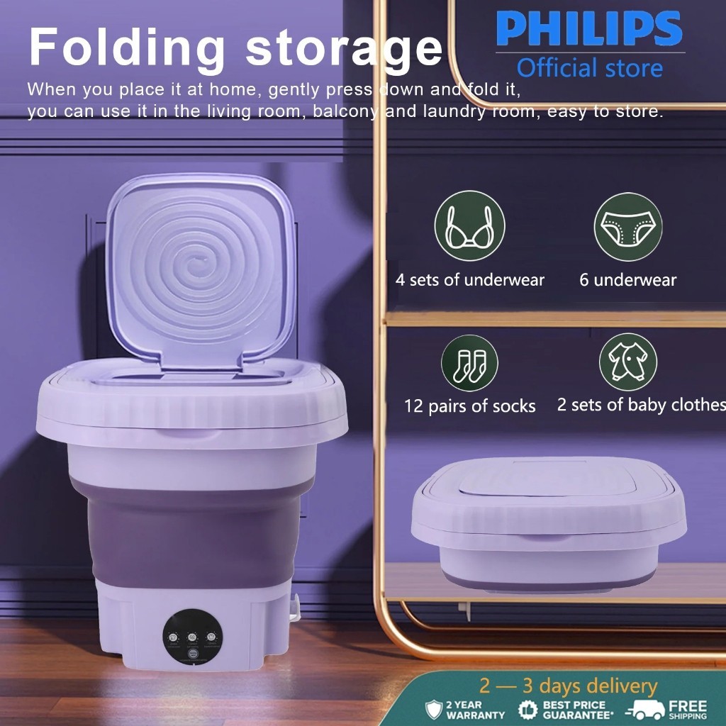 Philips Mini Portable Washing Machine With Dryer Automatic Blue Light ...
