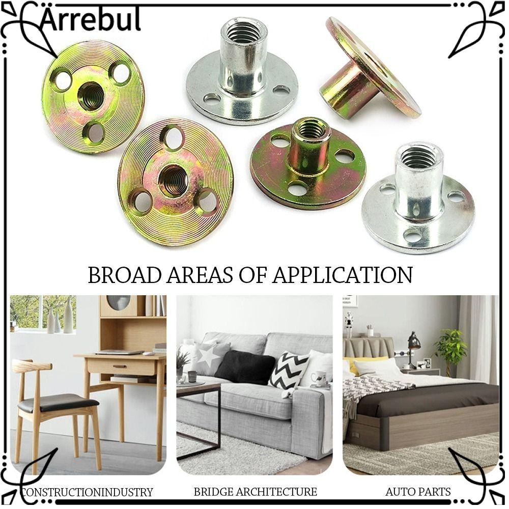ARREBUL 5Pcs/set Lock Nuts, Round Flat Metal Three-hole Locking Flange ...