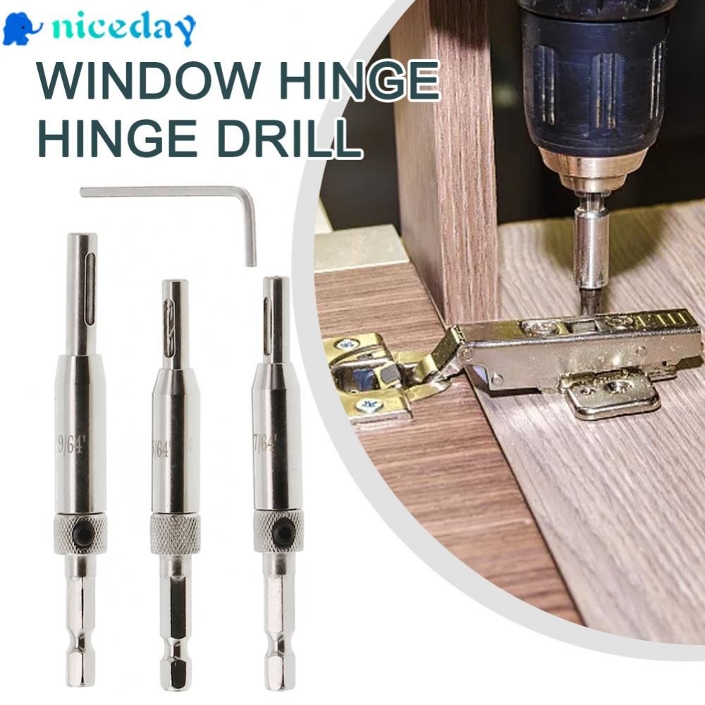 Hinge Drill Bit Accessories Hex Groove Self Centering +Hex Wrench ...