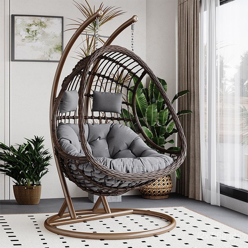 Home Hanging Basket Rattan Chair Indoor Swing Single Double Hanging ...