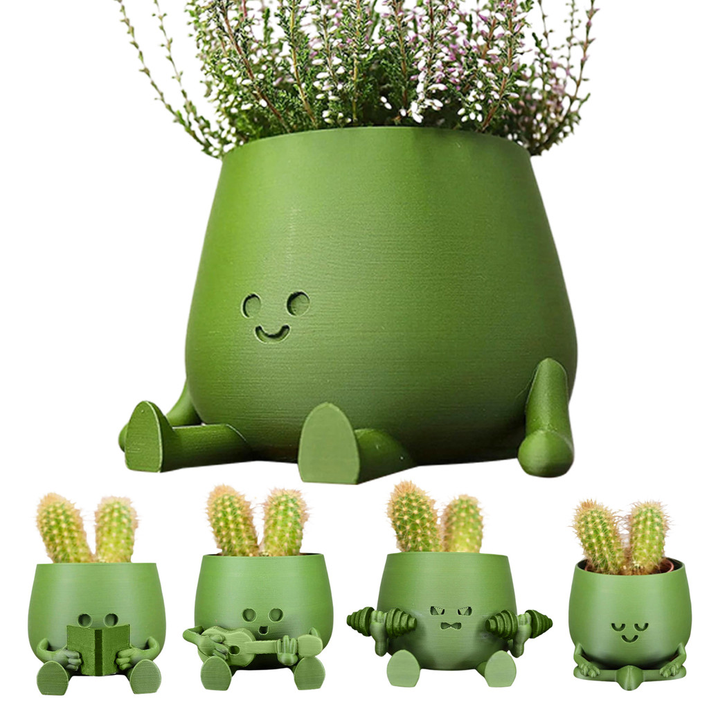 TIMI Happy Face Succulents Planter 3D Printed Tabletop Flowerpot Home ...
