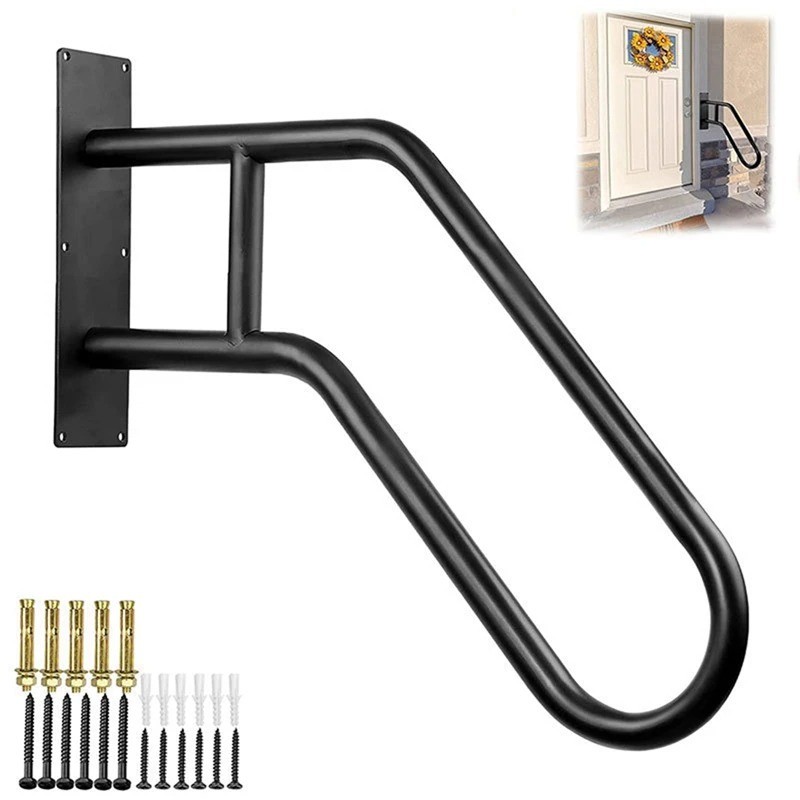 Wall Mount Handrail Outdoor Steps Metal Stair Railing Bent Grab Hand ...