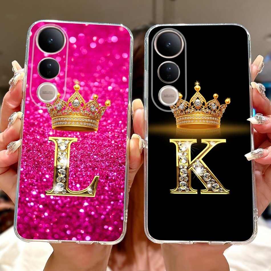 For Vivo V50 Lite V2441 Fashion Crown Initial Letter Couple Phone Case ...