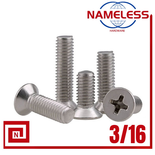 (10PCS) STAINLESS 304 FLAT HEAD STOVEBOLT ENGLISH SIZE 3/16 MACHINE ...