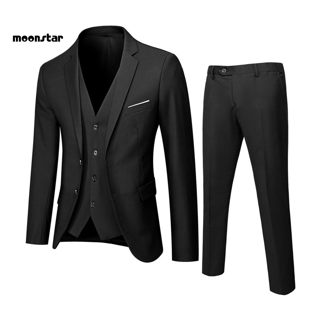 MOO Men Suit Set Business Outfit Men's Slim Fit Formal Tuxedo Suit Set ...