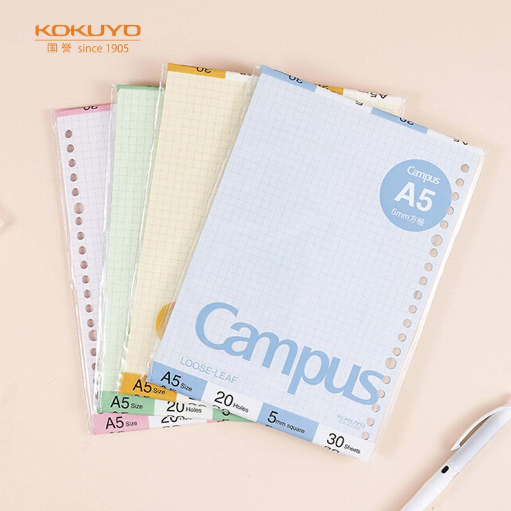 Kokuyo Campus Loose Leaf Paper COLOR Refill / Grid (A5/B5) | Shopee Philippines