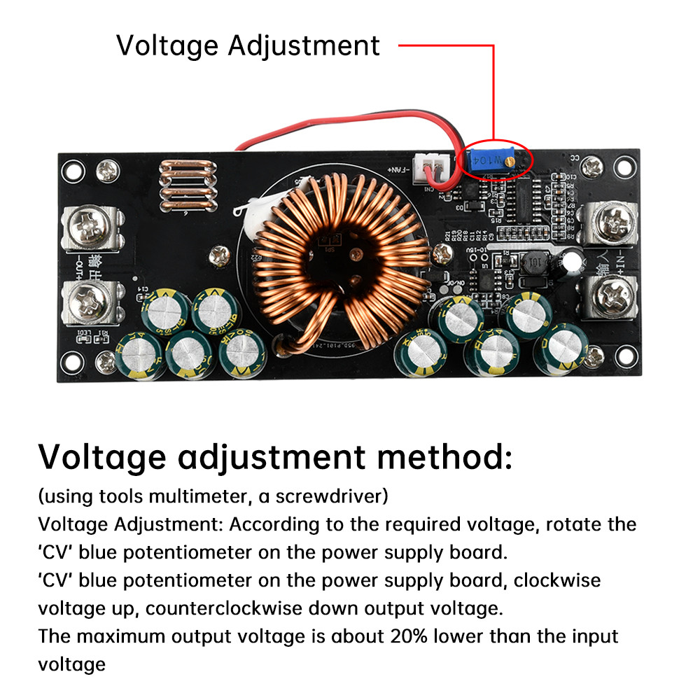 ZIQQUCU DC-DC Step-Down Module 1500W Adjustable Power Supply Module ...
